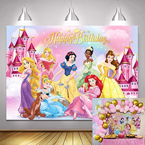 Princess Birthday Backdrop Girls 1st 2nd Happy Birthday Party Backdrop Princess Dream Castle Fairy Tale Party Photography Decoration Background 7x5ft