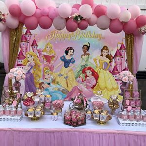 Princess Birthday Backdrop Girls 1st 2nd Happy Birthday Party Backdrop Princess Dream Castle Fairy Tale Party Photography Decoration Background 7x5ft