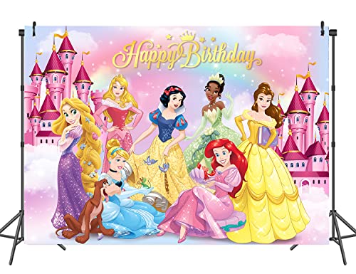 Princess Birthday Backdrop Girls 1st 2nd Happy Birthday Party Backdrop Princess Dream Castle Fairy Tale Party Photography Decoration Background 7x5ft