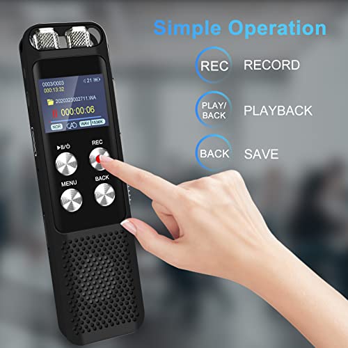 48GB Digital Voice Recorder: Voice Activated Recorder with Playback, Audio Recording Device for Lectures Meetings, Dictaphone Sound Tape Recorder with Password | USB