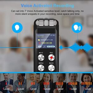 48GB Digital Voice Recorder: Voice Activated Recorder with Playback, Audio Recording Device for Lectures Meetings, Dictaphone Sound Tape Recorder with Password | USB