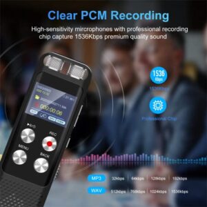 48GB Digital Voice Recorder: Voice Activated Recorder with Playback, Audio Recording Device for Lectures Meetings, Dictaphone Sound Tape Recorder with Password | USB