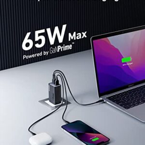 Anker USB C Charger, Anker 735 Charger GaNPrime 65W, PPS 3-Port Fast Compact Foldable Wall Charger for MacBook Pro/Air, iPad Pro, Galaxy S22/S21, HP Spectre, Note20/10+, iPhone 13/Pro, Pixel, and More