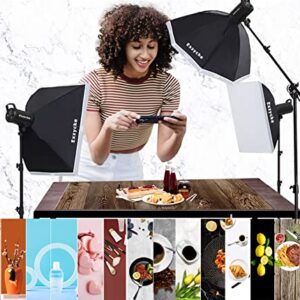 zyckTech 7Pcs 14Patterns Photography Background Paper with Stand, 34x23in Double-Sided Photo Tabletop Backdrops Props for Food Jewelry Cosmetics Makeup (Black White Blue) (PBP03247PCS)