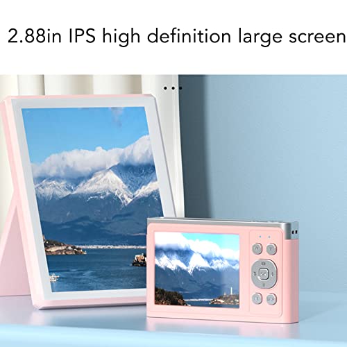 4K Digital Camera, 2.88in IPS HD Camera, Mini Kid Camera with AF Autofocus Function & LED Fill Light Vlogging Camera Video Camera Portable Kids Teens Gifts for Macro Shooting (Pink)