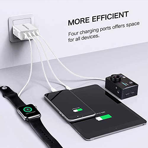 Boxeroo Fast Charge 3.0 Wall Charger 2Pack, 4-Port USB Plug Block Phone Charging Adapter Compatible for Galaxy S10+ S9+ Note 10+ Note 9+ Note 8, G6 V30, HTC 10, iPhone 11 Pro Max XS Max XR X 8 7 Plus