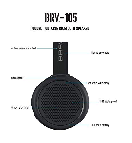 Braven BRV-105 Rugged Portable Bluetooth Speaker - Wireless Technology - Blue