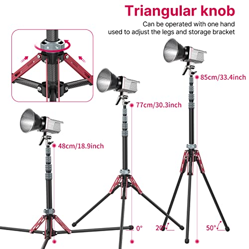 ULANZI Light Stand Carbon Fiber MT-49, Adjustable Tripod Stand for Photography with Phone Clip, 194cm/76.4inch Studio Sturdy Tripod for Speedlight Flash Softbox Strobe Light Camera with Carrying Bag