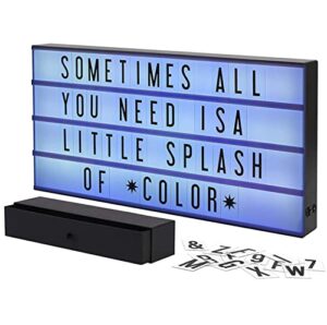 my cinema lightbox – xxl cinema light box, 24″ x 12″ – 3 modi light up letter board with 160 letters, numbers, sign – white led light, rgb color change and color freeze mode