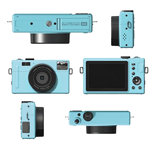 Mini Camera, Portable FHD 1080P 24MP Micro Single Camera, 16X Digital Zoom, 3in LCD Screen, Rechargeable Cmaera for Beginners, Children, Teenagers, Seniors, Friends(Blue)