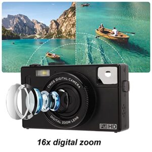 Mini Camera, Portable FHD 1080P 24MP Micro Single Camera, 16X Digital Zoom, 3in LCD Screen, Rechargeable Cmaera for Beginners, Children, Teenagers, Seniors, Friends(Black)