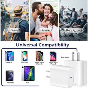 iPhone 14 Fast Charger Block [2 Pack] Cube 20W USB C Wall Charger PD Charger Fast iPhone Charging Type C Wall Charger Plug Adapter Box Brick for iPhone 13/13 Mini/13 Pro Max/12/11/SE/XR/iPad Pro/Mini