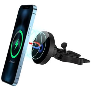 piosoo 15w magnetic wireless car charger cd slot mount for iphone 13/13 pro/13 pro max/13 mini/12/12 pro/12 pro max,powerful suction auto-alignment mag-safe car mount, compatible with mag-safe cases