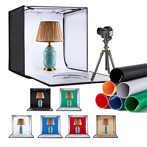 ZKEEZM Light Box Photography 24"x24" with 240LED Lights and 6 Color Backdrops Photo Box with Lights Foldable Light Box with Adjustable Brightness, 3000-6500K Dimmable Portable Picture Box Shooting