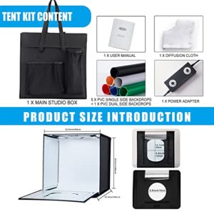 ZKEEZM Light Box Photography 24"x24" with 240LED Lights and 6 Color Backdrops Photo Box with Lights Foldable Light Box with Adjustable Brightness, 3000-6500K Dimmable Portable Picture Box Shooting