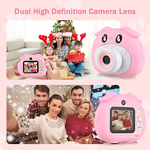 Andoer Mini Cartoon Kids Digital Camera 1080P Digital Video Camera for Kids Dual Lens 2.0Inch IPS Screen 4X Zoom Built-in Battery Cute Photo Frames Interesting Games with Strap Birthday