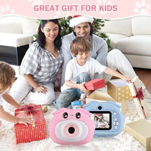 Andoer Mini Cartoon Kids Digital Camera 1080P Digital Video Camera for Kids Dual Lens 2.0Inch IPS Screen 4X Zoom Built-in Battery Cute Photo Frames Interesting Games with Strap Birthday