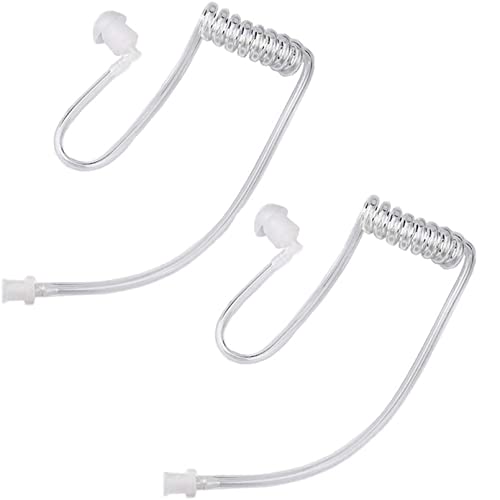 LEIMAXTE Acoustic Tube Earpiece Coil Tubes Replacement for Two Way Radio Headsets FBI Style Motorola Kenwood Walkie Talkie Earpieces【2 Pack】 with 2X Radio Earbuds