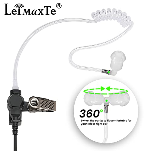 LEIMAXTE Acoustic Tube Earpiece Coil Tubes Replacement for Two Way Radio Headsets FBI Style Motorola Kenwood Walkie Talkie Earpieces【2 Pack】 with 2X Radio Earbuds