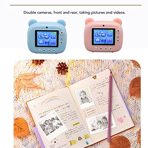 Children HD Camera, Music Playback Kids Camera Auto Focus 1050mah Battery Cute for Gifts (Pink)