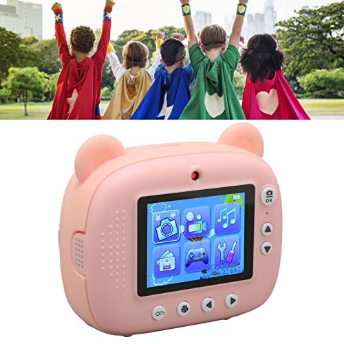 Children HD Camera, Music Playback Kids Camera Auto Focus 1050mah Battery Cute for Gifts (Pink)