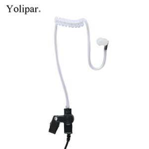 Yolipar 2-Pin 2-Wire Baofeng UV-5R Earpiece Surveillance Kit Compatible with BTECH, Retevis RT21 RT22, Kenwood, Arcshell AR-5 Walkie Talkie Radio with Big PTT Mic Tansparent Acoustic Tube Headset