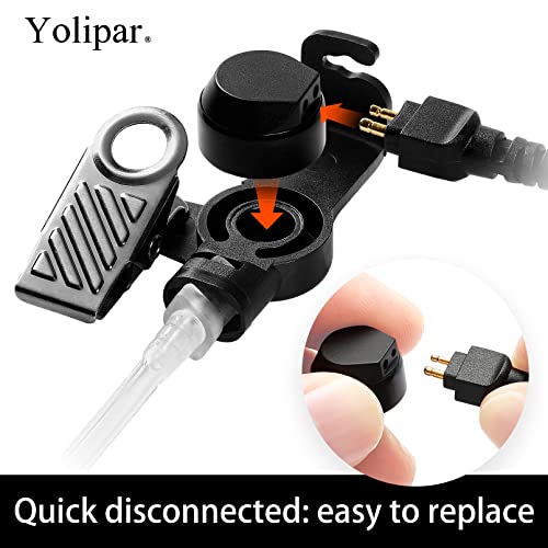 Yolipar 2-Pin 2-Wire Baofeng UV-5R Earpiece Surveillance Kit Compatible with BTECH, Retevis RT21 RT22, Kenwood, Arcshell AR-5 Walkie Talkie Radio with Big PTT Mic Tansparent Acoustic Tube Headset