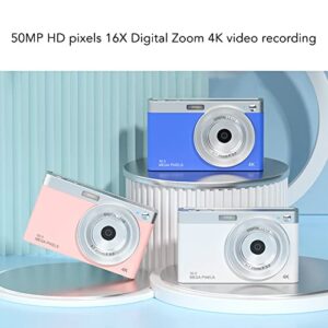 Tgoon Digital Camera, Portable Camera ABS Metal 50MP Pixels LED Fill Light 2.88in IPS HD Screen for Video Recording(Blue)