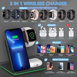 ZEBRE Wireless Charger 3 in 1, 15W Fast Charging Station Compatible with iPhone 14/13/12/11/Pro/Max/XS/Max/XR/XS/Samsung Galaxy Series, for Watch Ultra/8/7/6/5/4/3/2/1, AirPods 2/3/Pro