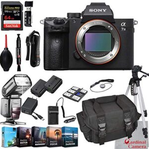 sony alpha a7 iii mirrorless digital camera body bundle + extreme speed 64gb memory (24 items)