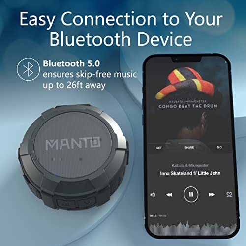 MANTO Bluetooth Speaker, Cuckoo Portable Bluetooth Shower Speaker, IPX5 Waterproof Wireless Speaker, Stereo Sound, Support SD Card for Home, Party, Travel, Outdoor Sports, Hiking, Camping, Cycling