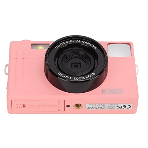 Mirrorless Camera, Micro Single Camera 15 FPS Resolutio 3in LCD Display Monitor 1920x1080 16X Digital Zoom with Sling for Park (Pink)