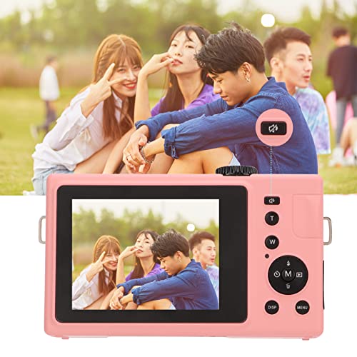 Mirrorless Camera, Micro Single Camera 15 FPS Resolutio 3in LCD Display Monitor 1920x1080 16X Digital Zoom with Sling for Park (Pink)