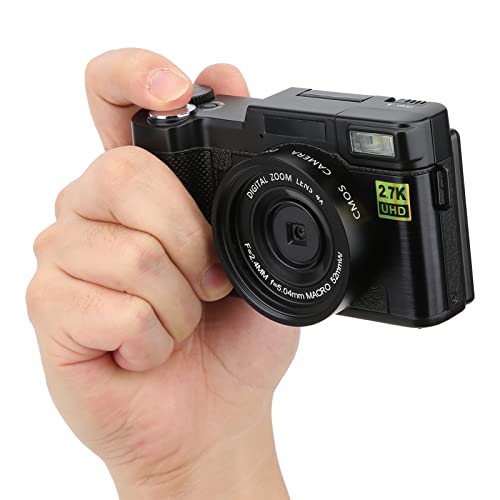 Mini Camera, Digital Camera 3in LCD Screen 180 Degree Rotation 2.7K 30MP High Definition USB Charging