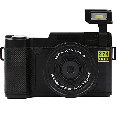 Mini Camera, Digital Camera 3in LCD Screen 180 Degree Rotation 2.7K 30MP High Definition USB Charging