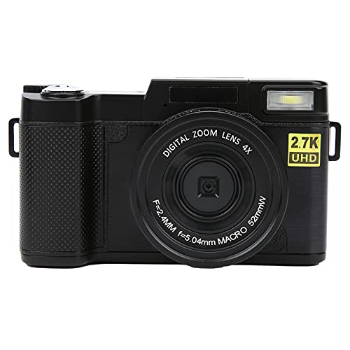 Mini Camera, Digital Camera 3in LCD Screen 180 Degree Rotation 2.7K 30MP High Definition USB Charging