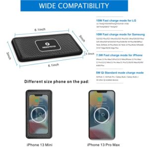 Wireless Car Charger Pad REESTECQI 15W Car Wireless Charger Wireless Charging Pad For Car Non Slip Qi Phone Charger [QC 3.0 Car Charger Included] for iPhone 14 13 12 11 AirPods 3/Pro 2 Samsung S22/S21