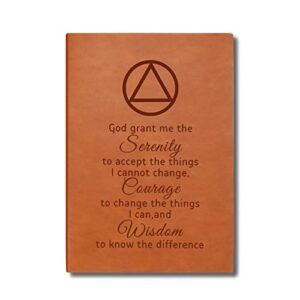 aa & na sobriety leather notebook addiction recovery gift for friends women men birthday gifts new beginnings gifts for friends (god grant me-aa)