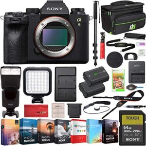 sony a9 ii full frame mirrorless interchangeable lens camera body ilce-9m2 including deco gear case wireless flash 64gb memory card extra battery monopod power editing bundle