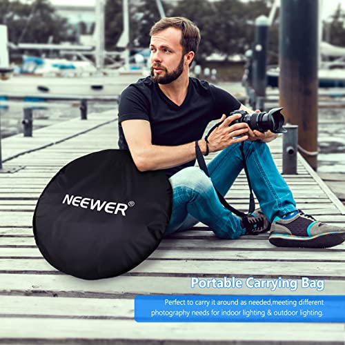 NEEWER 47"x71"/120x180cm Light Reflectors for Photography, Portable 5 in 1 Collapsible Multi Disc with Bag - Translucent, Silver, Gold, Black, White Diffuser for Studio and Outdoor Lighting