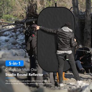 NEEWER 47"x71"/120x180cm Light Reflectors for Photography, Portable 5 in 1 Collapsible Multi Disc with Bag - Translucent, Silver, Gold, Black, White Diffuser for Studio and Outdoor Lighting