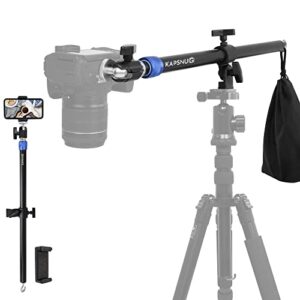 kapsnug 22-37 inch aluminum tripod extension arm overhead camera mount, horizontal retractable center column, 360-degree ball head, 170-degree angle adjustable arm, tripod not included