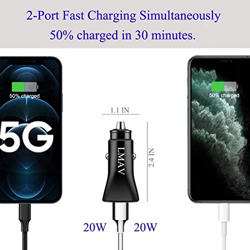 Car Charger Adapter, USB C Car Charger, Dual Port PD&QC3.0 Car Charger Fast Charging Compatible with iPhone 14 13 12 11 Pro Max, Samsung Galaxy S22/Note 20, Tablet.