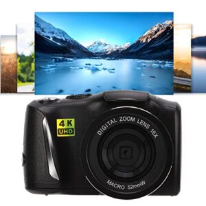 Cryfokt 4K Digital Camera, HD 48MP 12 Million Video Camera 16X Digital Zoom Vlogging Camera, 3.2inch IPS Screen, Microphone, 8 Scene Modes, 128GB, with Wide Angle Lens for PC Camera