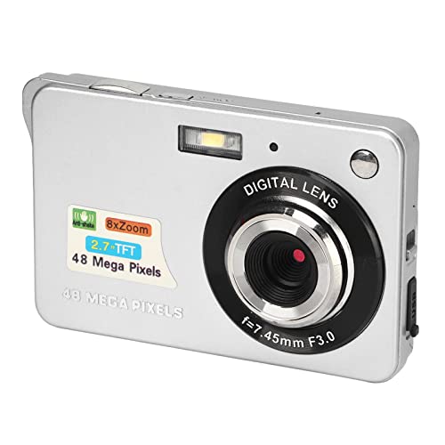 Digital Camera 4K Vlogging Camera 2.7inch LCD Display 8X Zoom Anti Shake Vlogging Camera CMOS 5MP Processor (Silver)