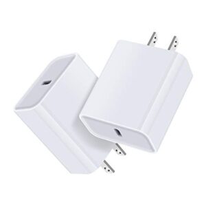 usb c charger, 20w pd power adapter 2pcs usb c box block brick plug fast charging base cube for iphone 14/13/13 pro/12 mini/11 pro max xr xs x se 8 plus samsung galaxy s22 s21 s20 note 20 ultra pixel