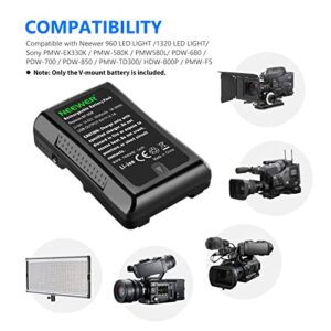 Neewer 95Wh (6600mAh) V-Mount/V-Lock Battery, 14.8V Rechargeable Li-ion Battery with D-Tap Output Charger and D-Tap Cable Compatible with Sony Video Broadcast Camera Camcorder LED Light (BP-95W)