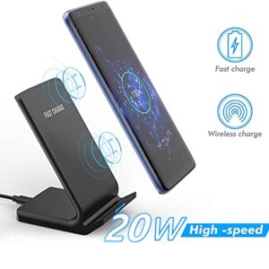 PDKUAI Fast Wireless Charger,20W Max Wireless Charging Stand with PD-Adapter,Compatible with iPhone 14/14 Plus/ 14 Pro/13/12/11/SE/XS/XR/X/8,Samsung Galaxy S23 S22 S21 S20 S10 S9 S8 Note 20/10,G7/G8