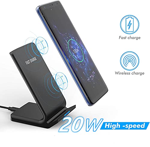 PDKUAI Fast Wireless Charger,20W Max Wireless Charging Stand with PD-Adapter,Compatible with iPhone 14/14 Plus/ 14 Pro/13/12/11/SE/XS/XR/X/8,Samsung Galaxy S23 S22 S21 S20 S10 S9 S8 Note 20/10,G7/G8