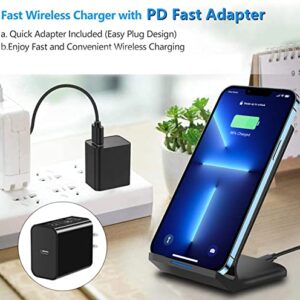 PDKUAI Fast Wireless Charger,20W Max Wireless Charging Stand with PD-Adapter,Compatible with iPhone 14/14 Plus/ 14 Pro/13/12/11/SE/XS/XR/X/8,Samsung Galaxy S23 S22 S21 S20 S10 S9 S8 Note 20/10,G7/G8